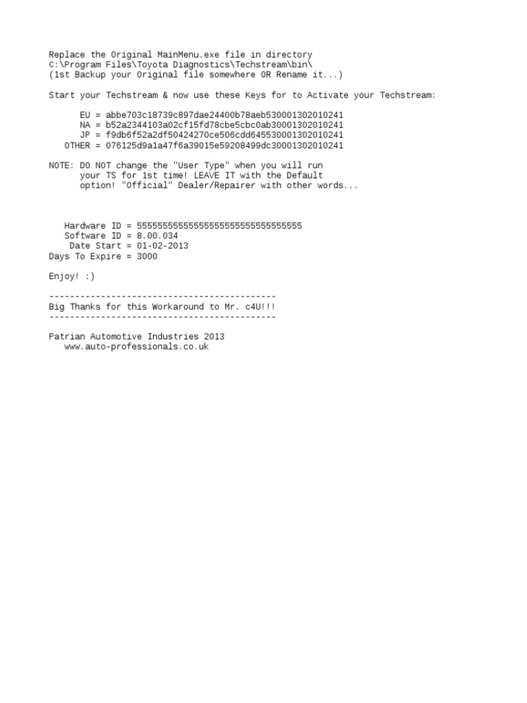 Toyota Techstream 8.00.034 Activation | PDF | Computers | Technology ...