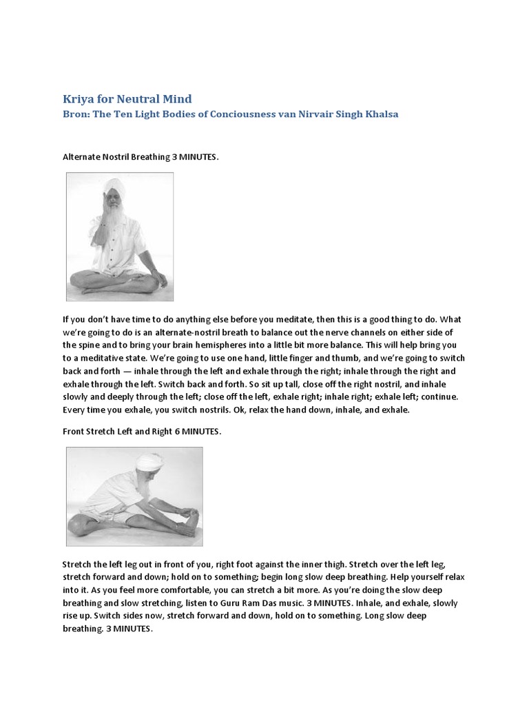 Kriya For Neutral Mind | PDF | Breathing | Exhalation