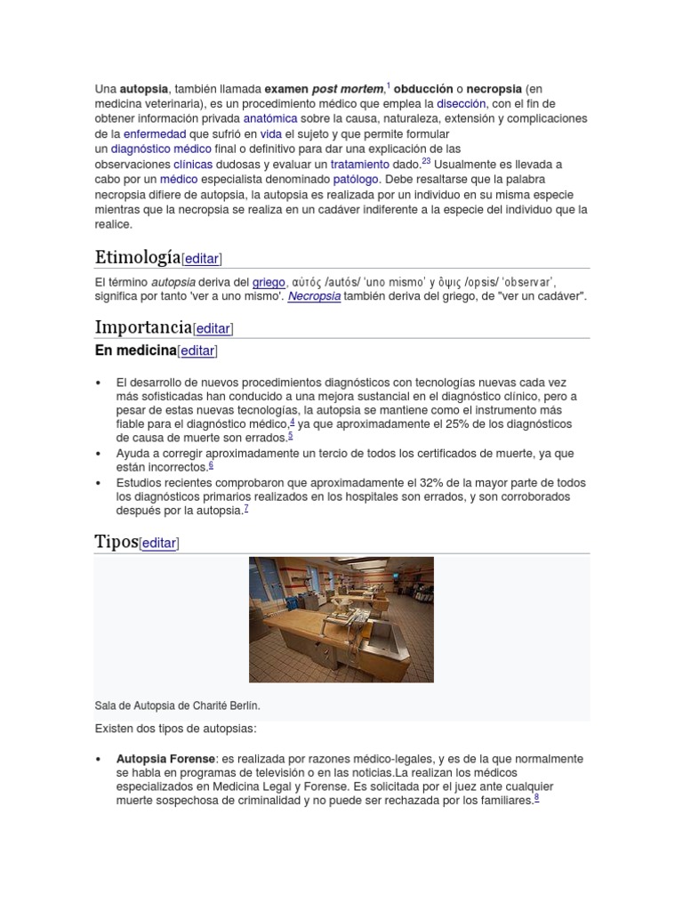 Tipos y Relevancia de Autopsias | PDF | Autopsia | Forense