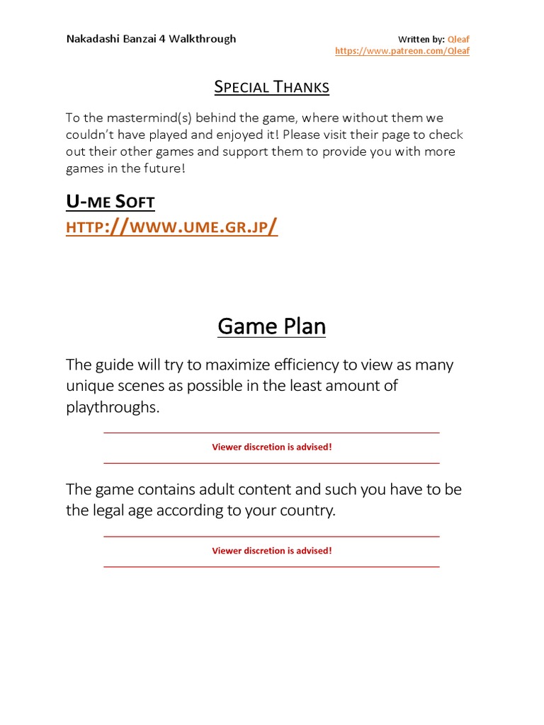 Nakadashi Banzai 4 Walkthrough Updated | PDF