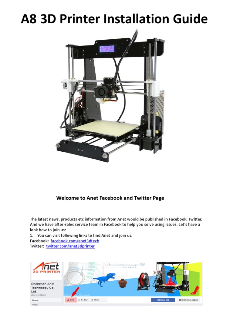A8 3D Printer Installation Instructions PDF | Download Free PDF | Screw ...