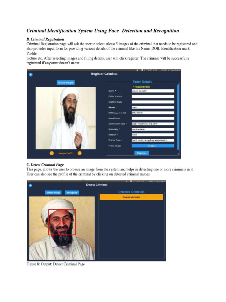 Criminal Identification System Using Face Detection and Recognition | PDF