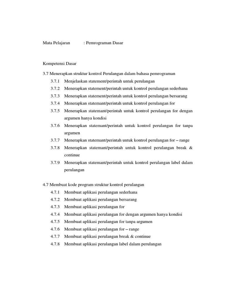 Pemrograman Dasar-Struktur Kontrol Perulangan | PDF