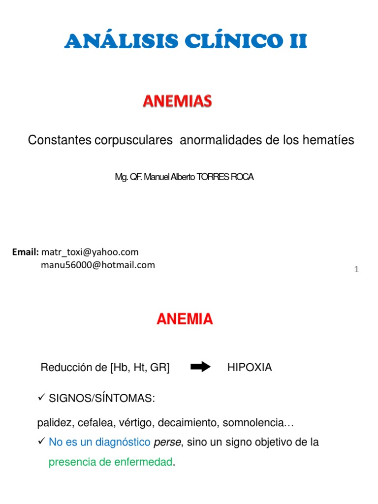 Análisis de Constantes Corpusculares en Anemia | PDF | Anemia | Glóbulo ...