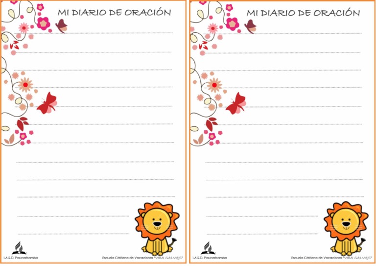 Formularios De Diario De Oración Para Imprimir Gratis