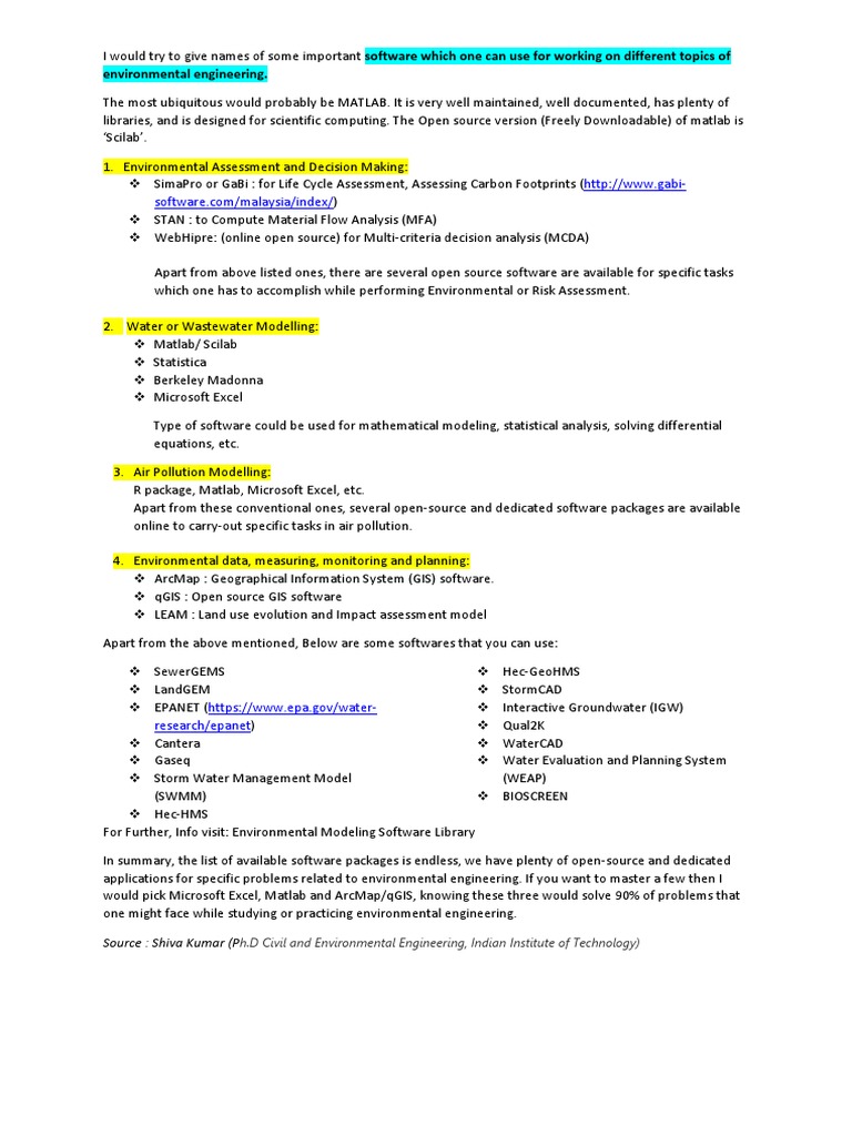 Software Teknik Lingkungan | PDF | Environmental Engineering | Matlab
