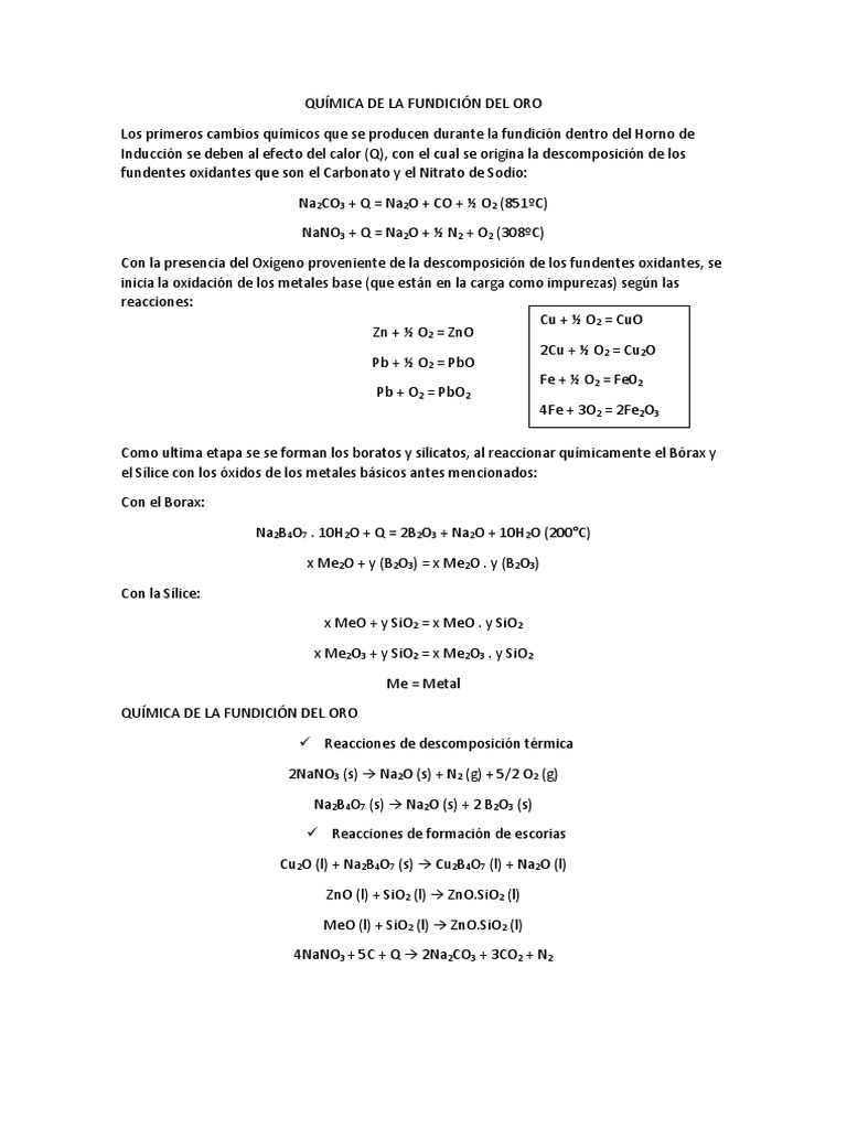 Química en la Fundición del Oro | PDF