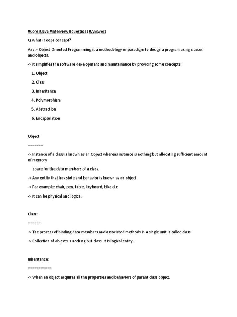 Realtime Java Interview Question Pdf Pdf Method Computer Programming Class Computer