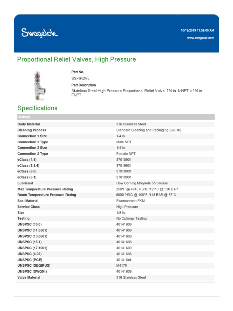 Swagelok SS 4R3A5 | PDF | Valve | Stainless Steel