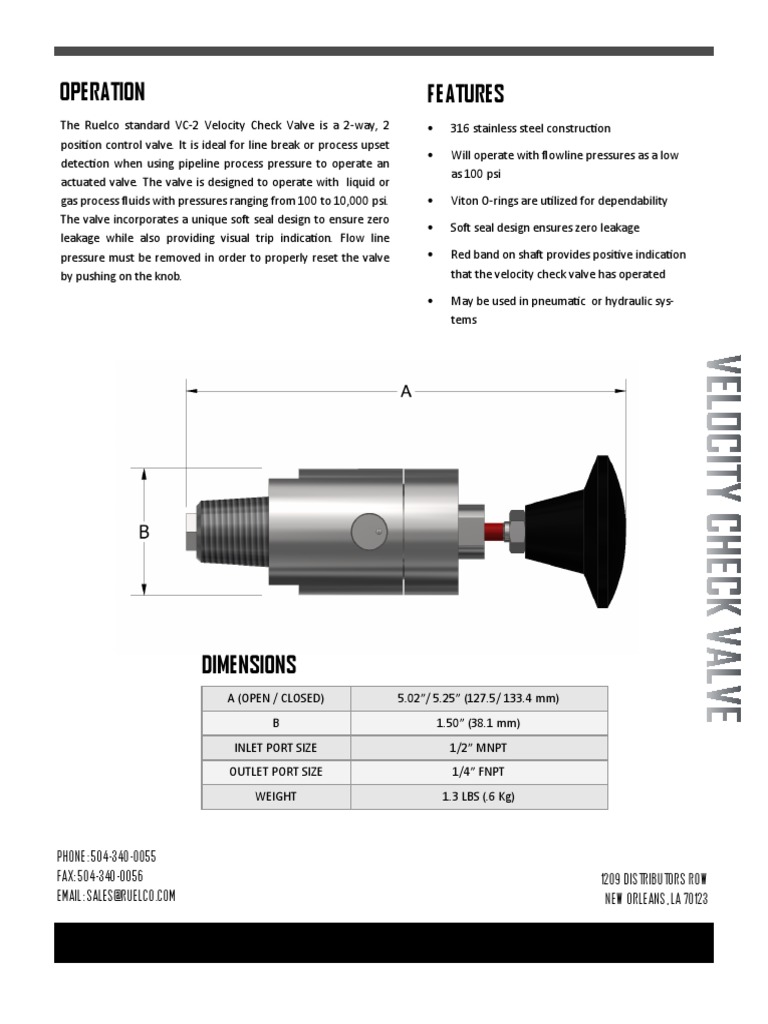 Velocity Check Valve Literature | PDF | Valve | Fluid Mechanics
