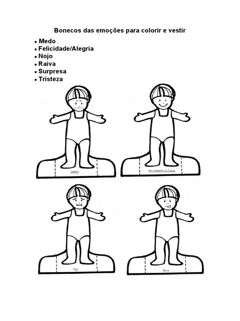 Bonecos Das Emoções para Colorir e Vestir | PDF