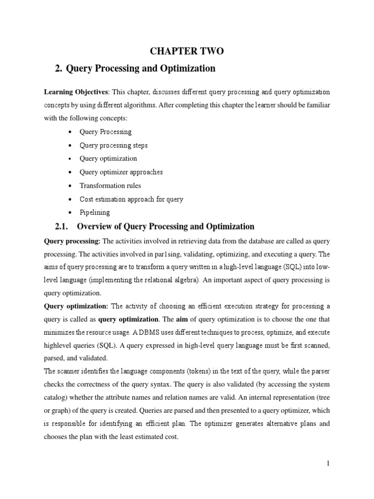 Advanced Database Systems Chapter 2 Pdf Parsing Databases