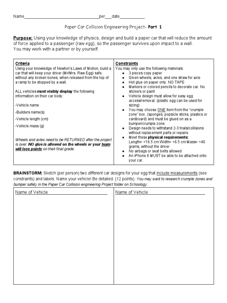 Physics Egg Car Challenge | PDF | Momentum | Force