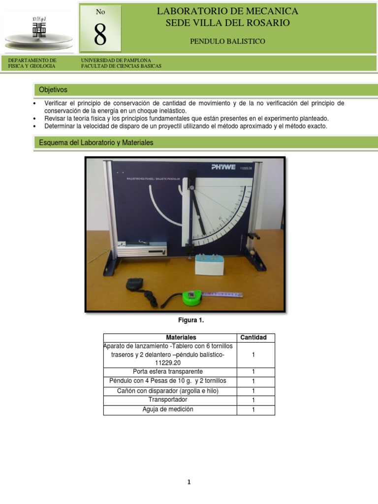 Pendulo Balistico | PDF | Péndulo | Energía cinética