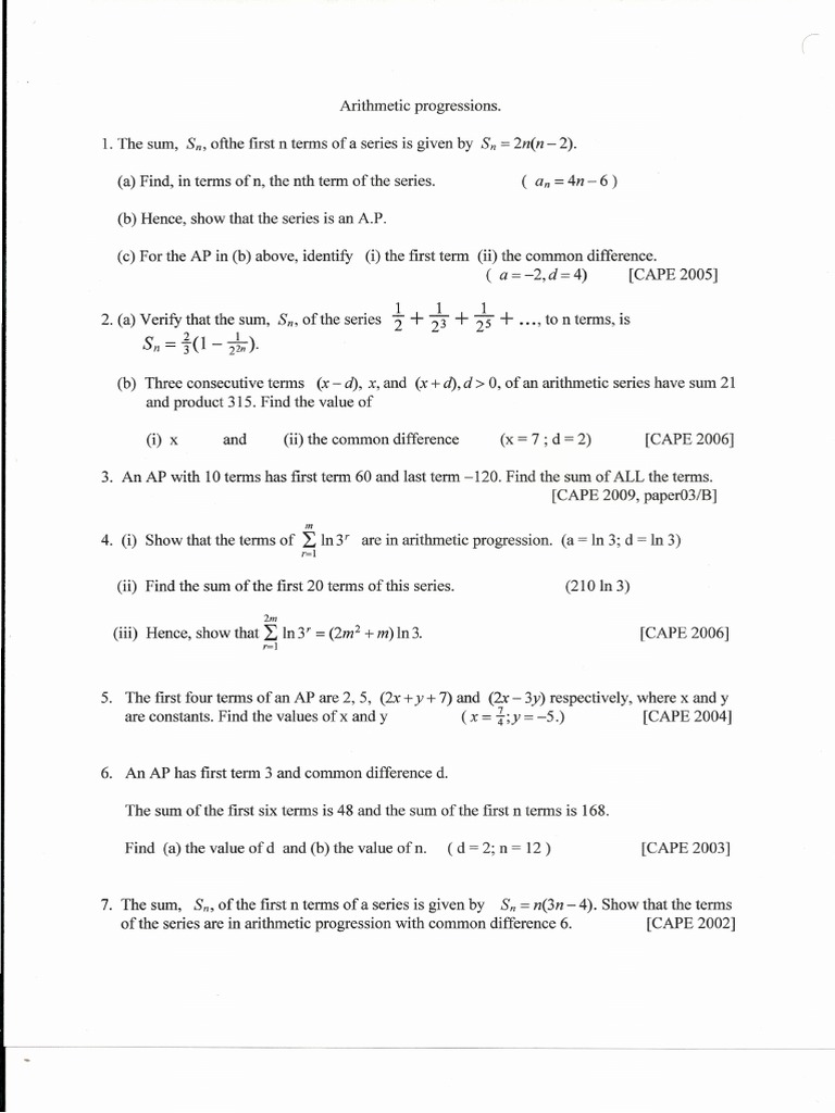Arithmetic Progressions PDF | PDF | Mathematical Objects | Teaching ...