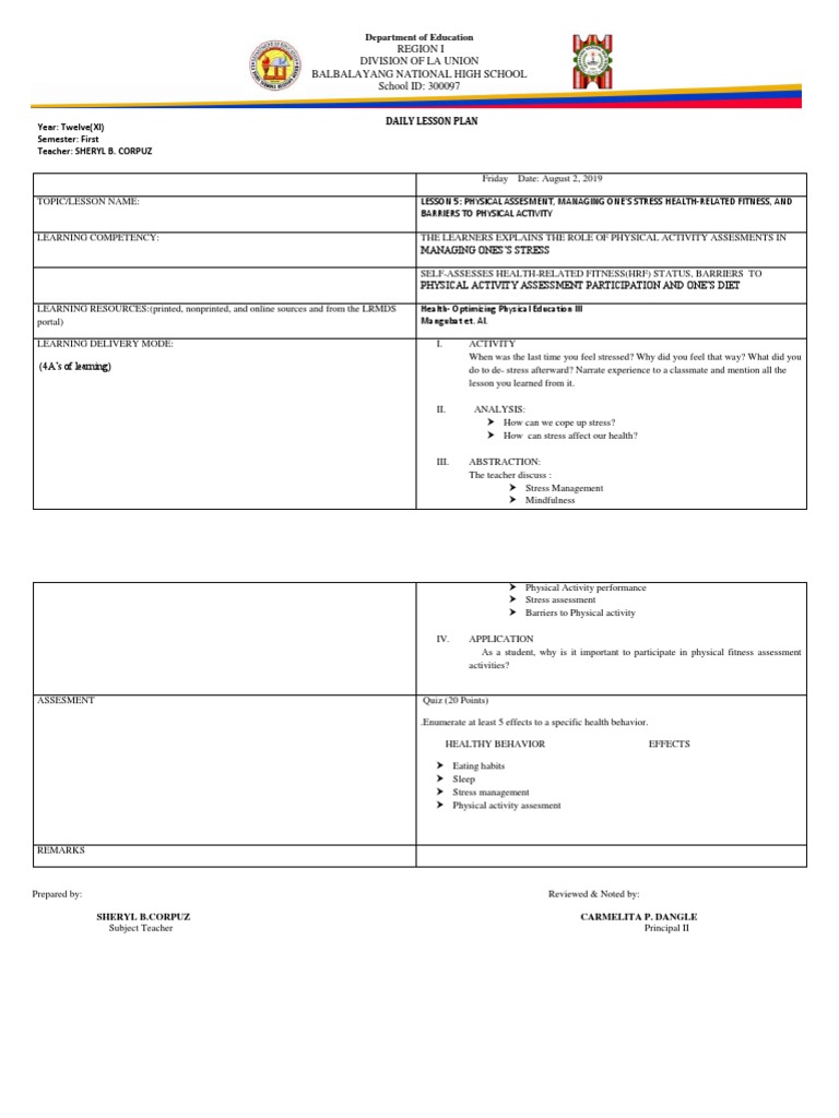 Grade 12 Lesson Plan August 2 | Download Free PDF | Educational ...