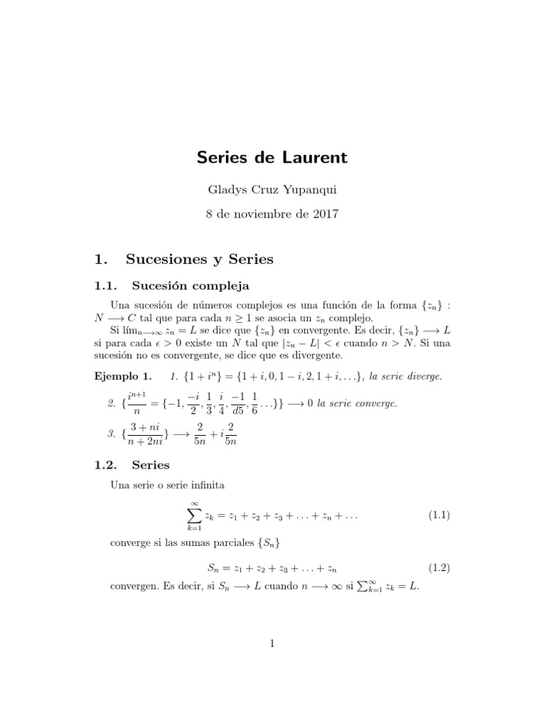 Series de Laurent | PDF | Series (Matemáticas) | Análisis real