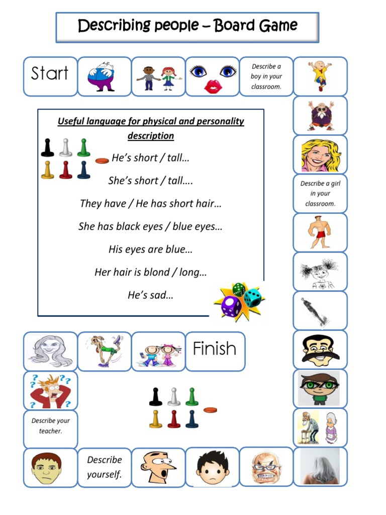 Board Game Describing People Fun Activities Games Picture Description ...