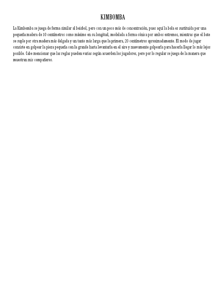 Reglas y Jugabilidad de la Kimbomba | PDF | Hogar, jardinería y bricolaje