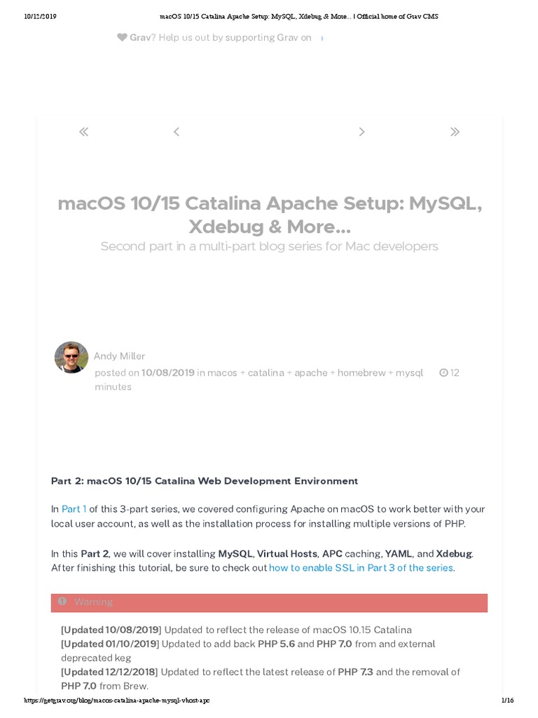 macOS 10 - 15 Catalina Apache Setup - MySQL, Xdebug & More... - Official Home of Grav CMS - Part ...