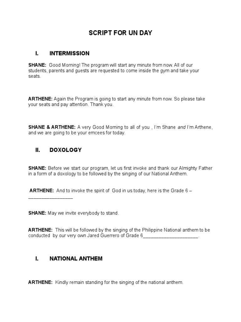 Un Emcee Script | PDF | United Nations | International Relations