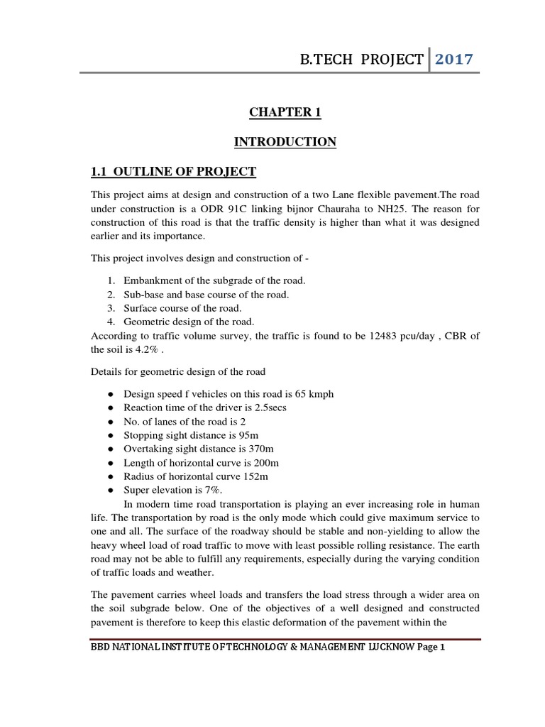 Final Year Btech Project Civil Engg | Download Free PDF | Road | Road ...