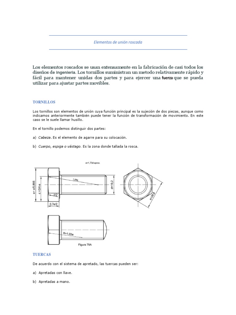 Elementos Roscados en Ingeniería | PDF | Tornillo | Artesanías