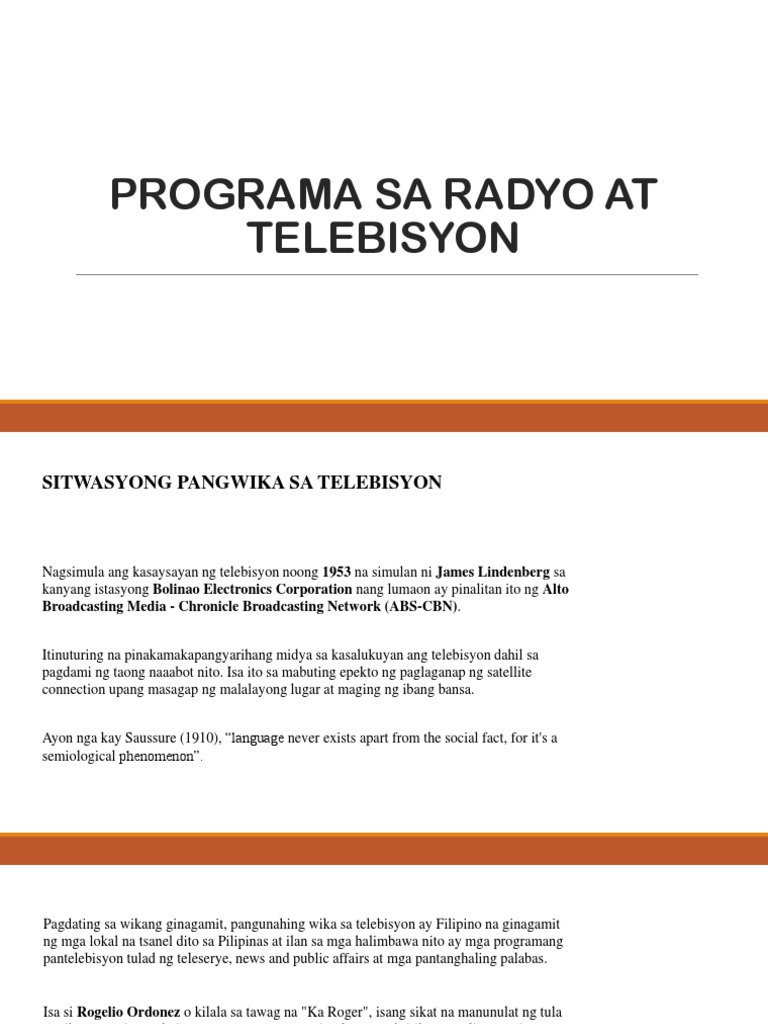 Lingwahe Sa Impluwensya NG Radyo at Telebisyon | PDF