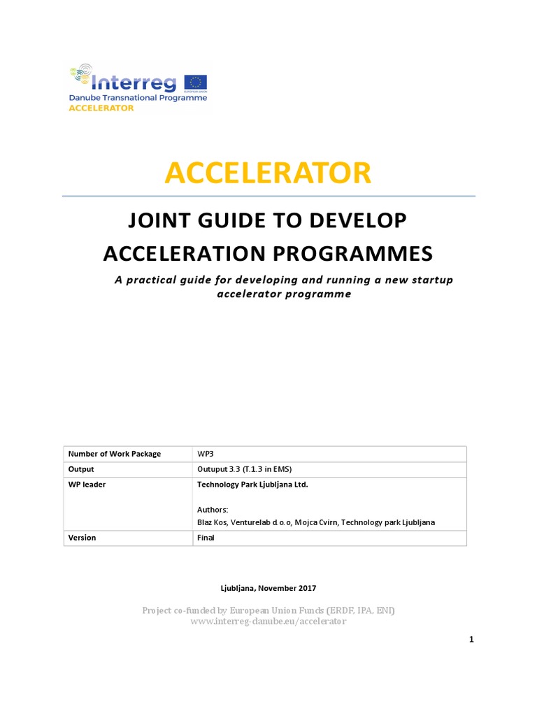 Accelerator, Joint Guide To Develop Acceleration Programmes | PDF ...