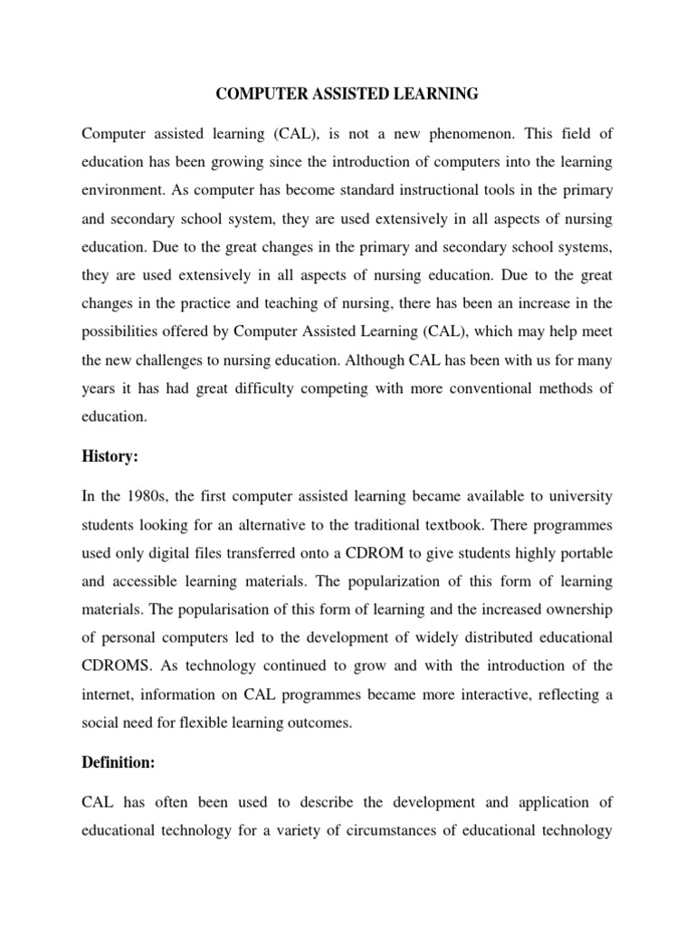 Computer Assisted Learning | PDF | Educational Technology | Simulation