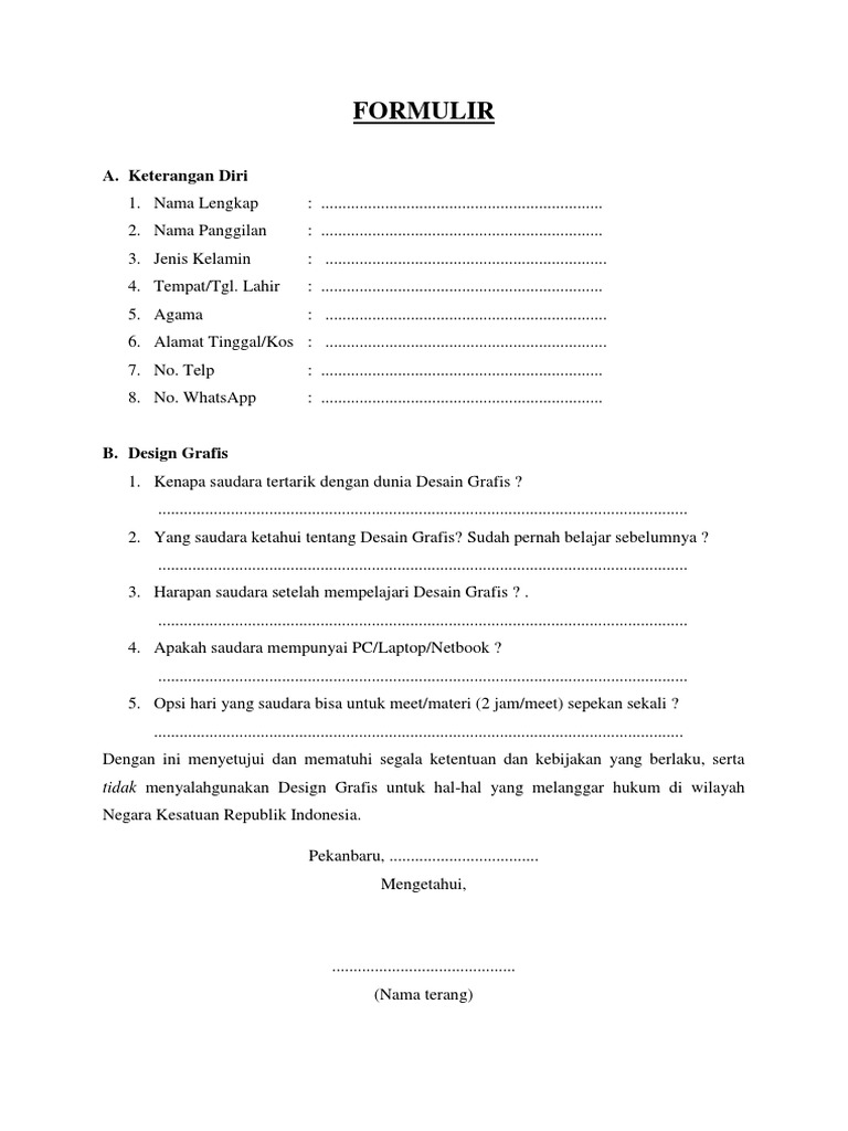 Formulir Privat Design Grafis | PDF