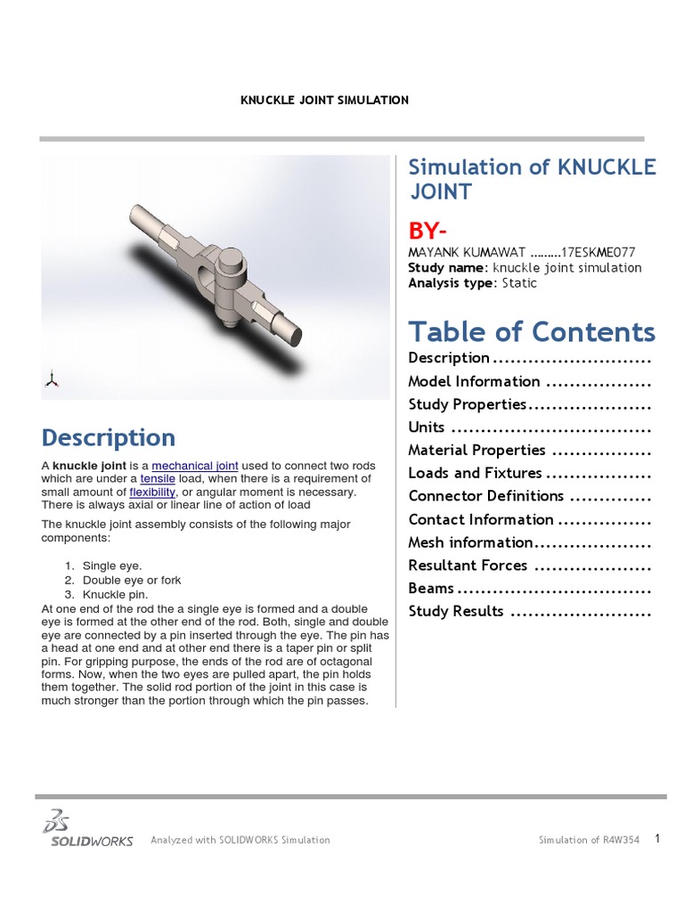 Knuckle Joint Simulation | PDF | Density | Young's Modulus