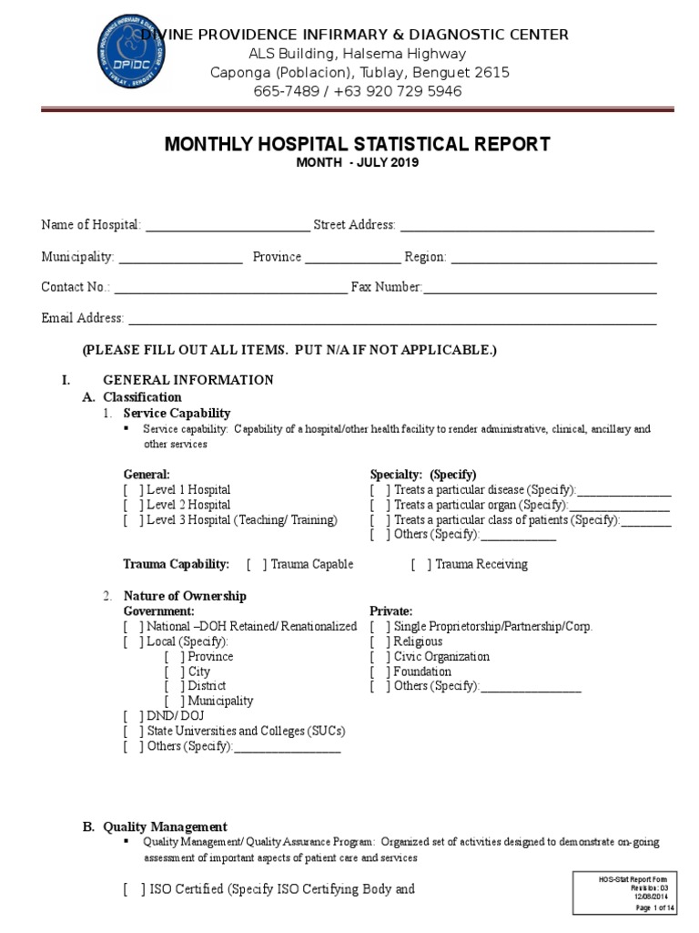 Hospital Statistical Report | PDF | Hospital | Patient