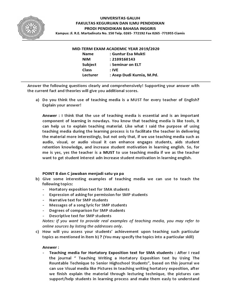 UTS Seminar On Elt | PDF | Educational Assessment | Teaching Method