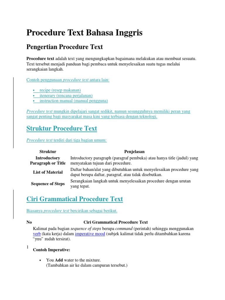 Procedure Text Bahasa Inggris | PDF