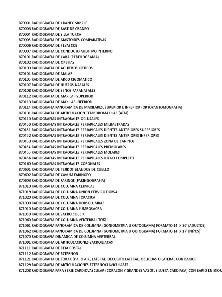 Codigos Cups RX | PDF | La columna vertebral | Anatomía humana