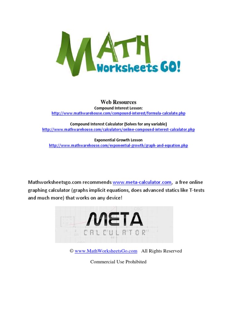 Simple And Compound Interest Worksheet