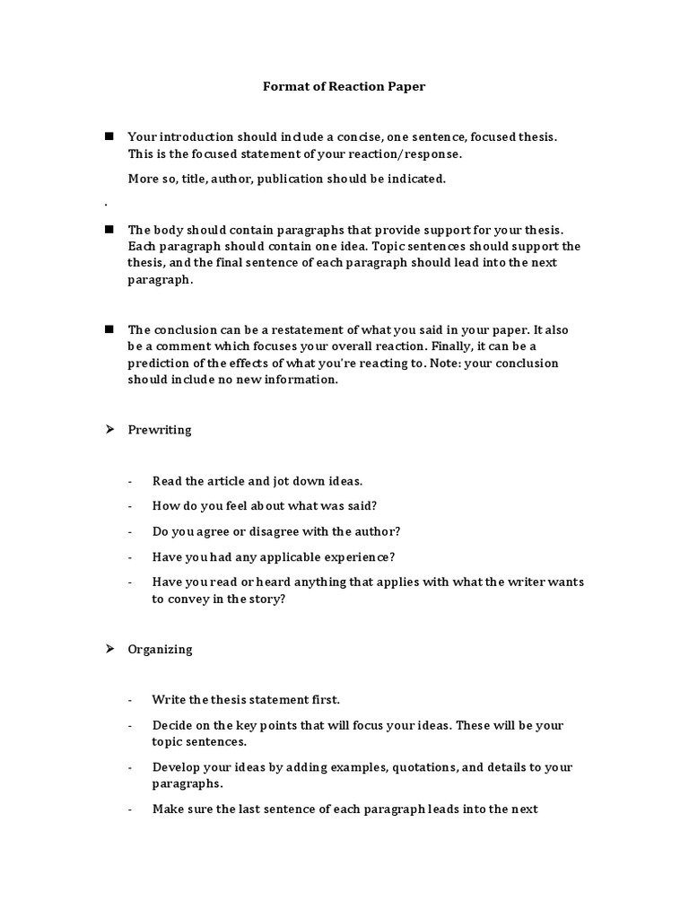 Format of Reaction Paper | PDF | Language Arts & Discipline