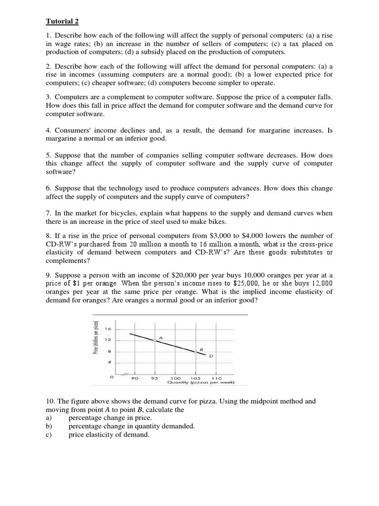 Microeconomics Tutorial 2 | PDF | Supply And Demand | Price Elasticity ...