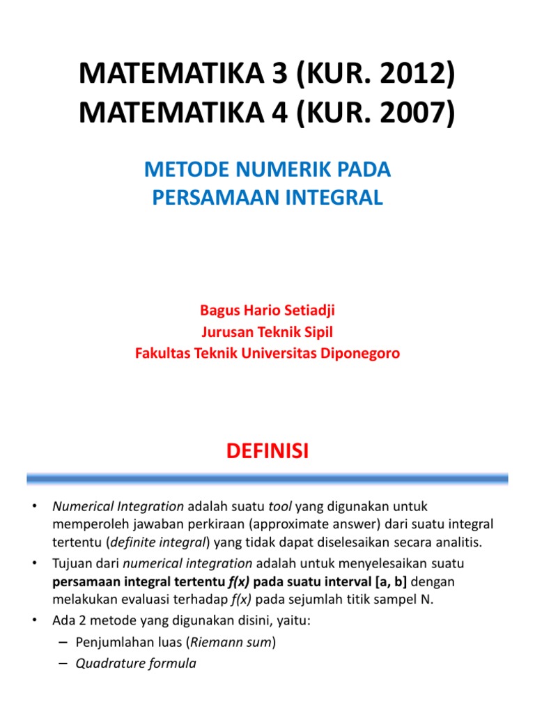 2.metode Numerik Persamaan Integral (New) | PDF