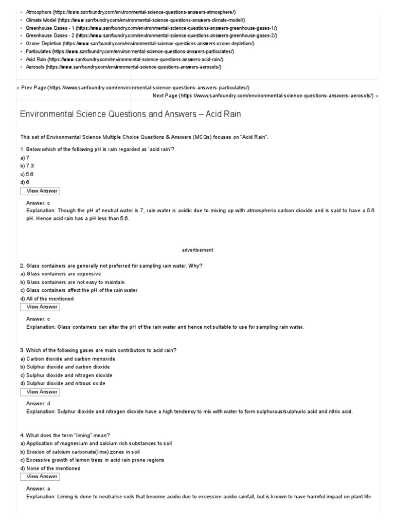 Acid Rain: Key Concepts and Effects | PDF | Particulates | Carbon