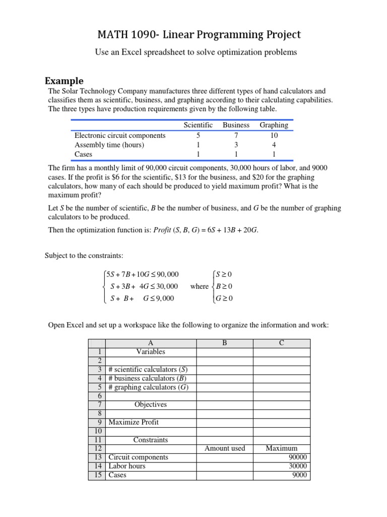 Math 1090 Project 3 Linear Programing | PDF | Advertising ...