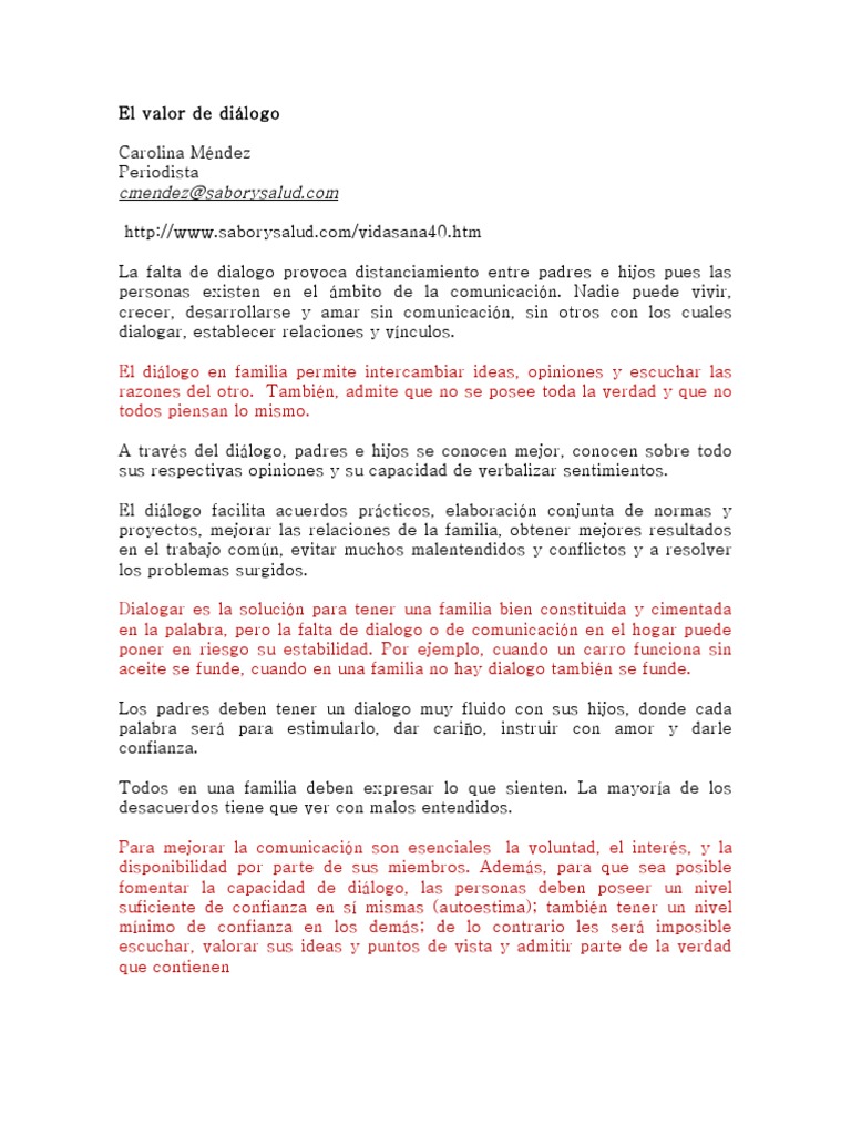 El Valor de Diálogo | PDF | Tolerancia | Familia