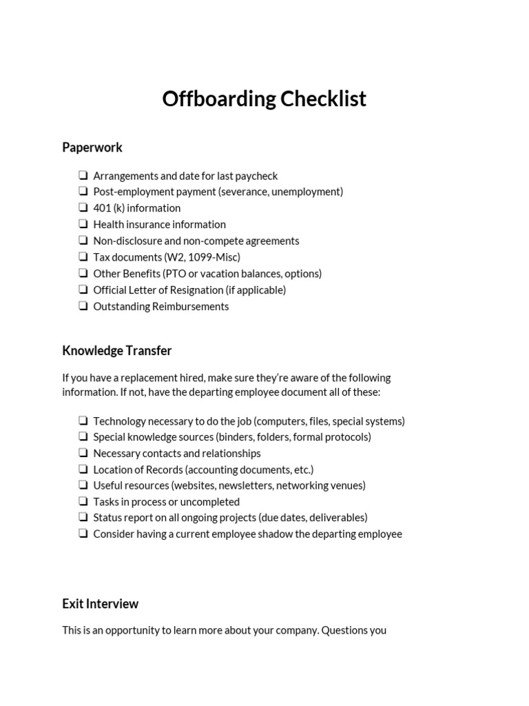 Offboarding Checklist | PDF | Employment | Computing