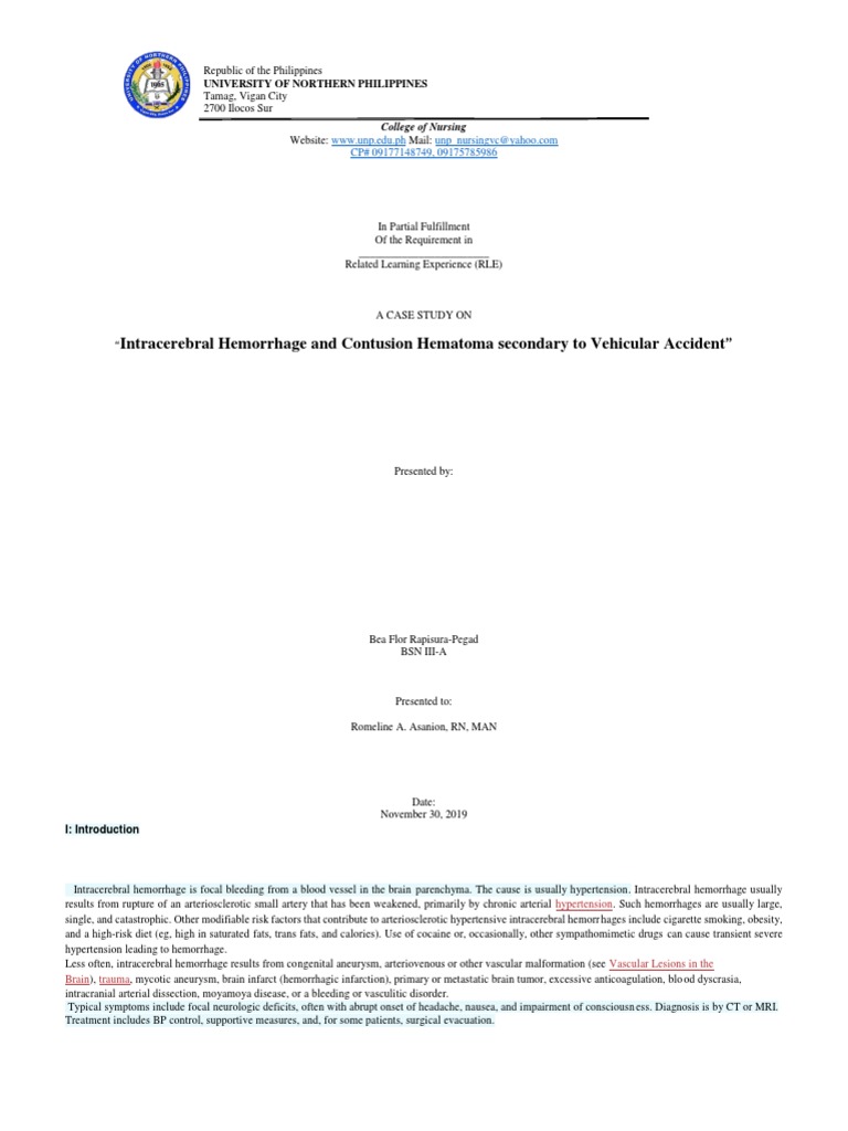Bea Case Study | PDF | Traumatic Brain Injury | Bleeding