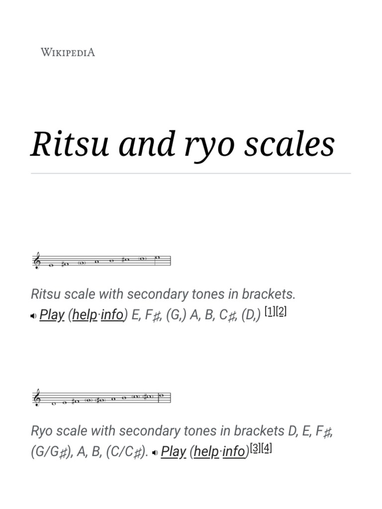 2ritsu and Ryo Scales - Wikipedia | PDF | Scale (Music) | Musicology