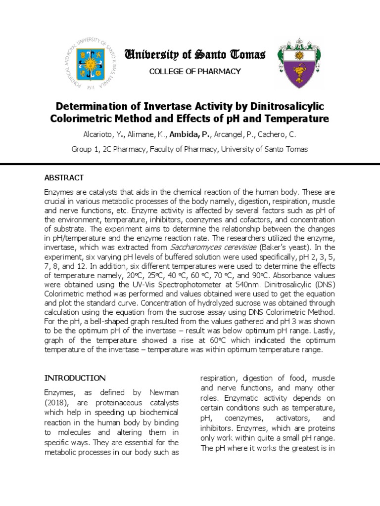 Invertase Activity and pH Effects | PDF | Enzyme | Ph
