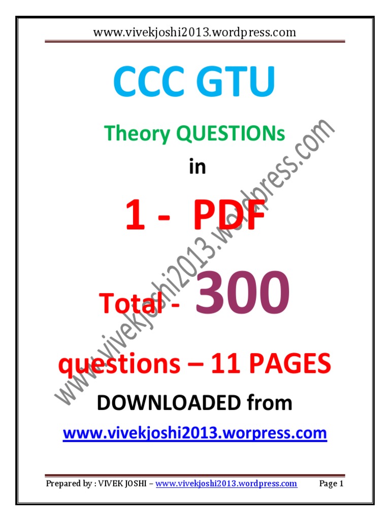 CCC Gtu 300 Question PDF | PDF