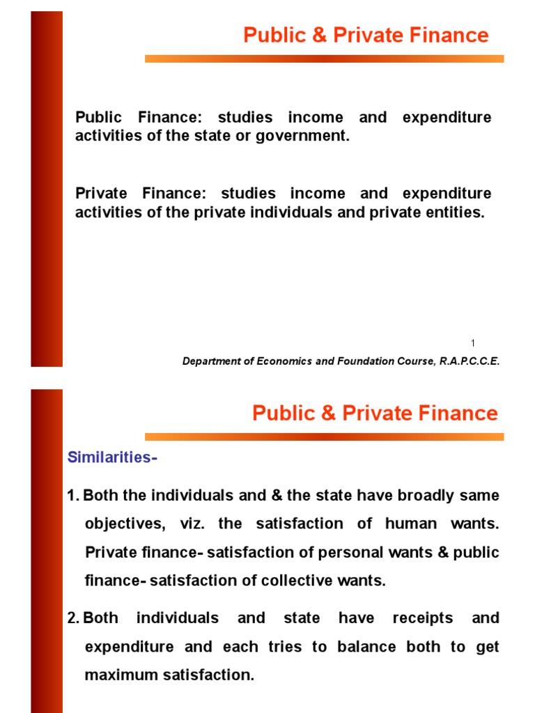 Comparing Public and Private Finance: A Study of Their Similarities ...