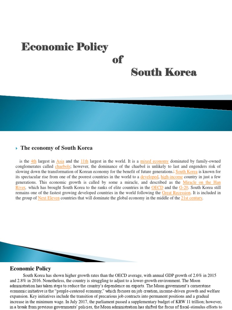 Economic Policy of South Korea | PDF | South Korea | World Politics
